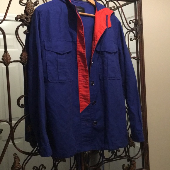 J. Crew | Jackets & Coats | J Crew Cobalt Coral Trench Jacket Hoodie ...